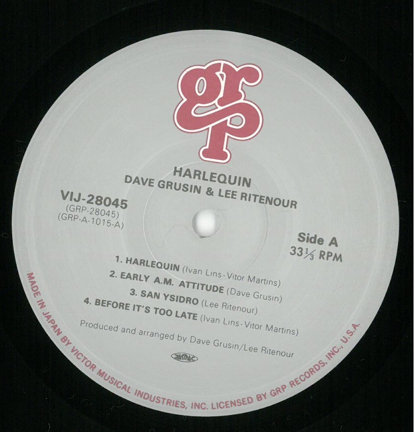 DAVE GRUSIN LEE RITENOUR /HARLEQUIN (LP) 日本盤 | 弦曲堂
