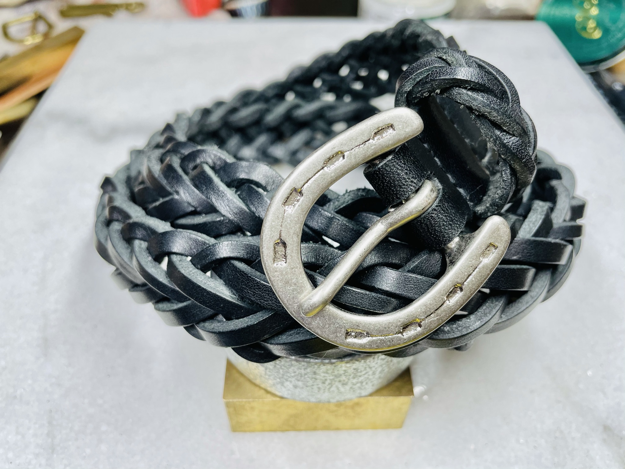 CBMーNUBS257〈BK〉】レザーメッシュベルト〈サイズ「85」〉7本 CBMーNUBS257〈BK〉】レザーメッシュベルト〈サイズ「85」〉7本